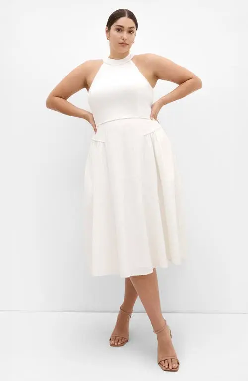 City Chic Textured Sleeveless Jacquard Midi Dress - Ivory