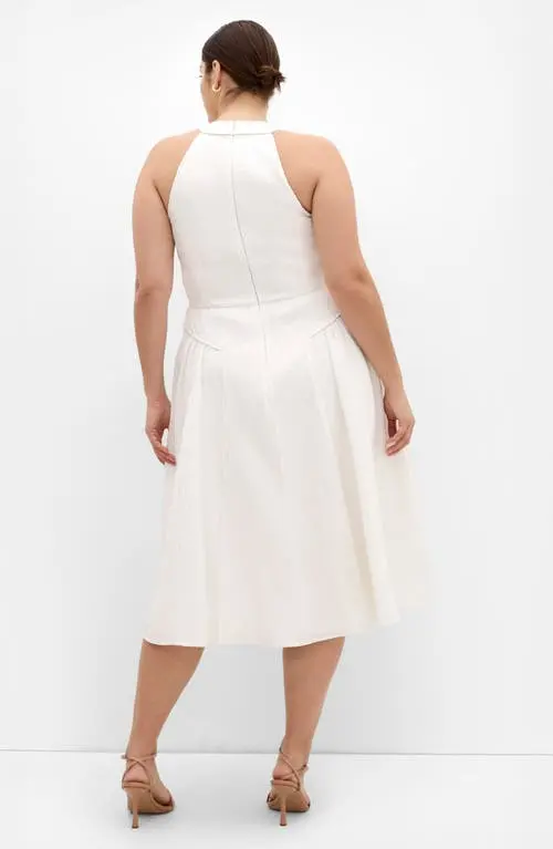 City Chic Textured Sleeveless Jacquard Midi Dress - Ivory