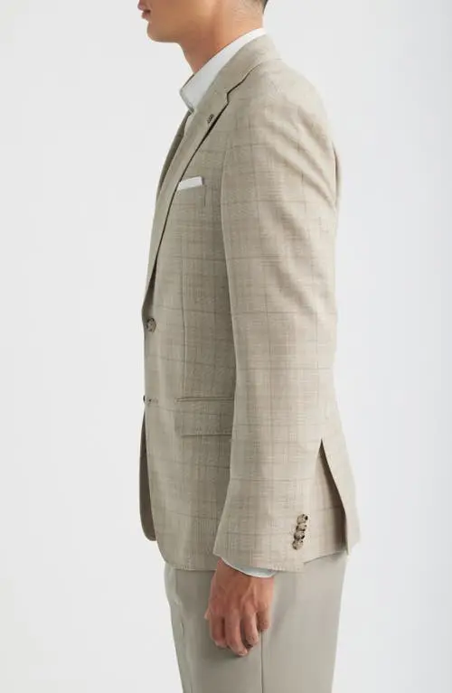 BOSS Hutson Slim Fit Plaid Wool Blend Sport Coat - Light Tan