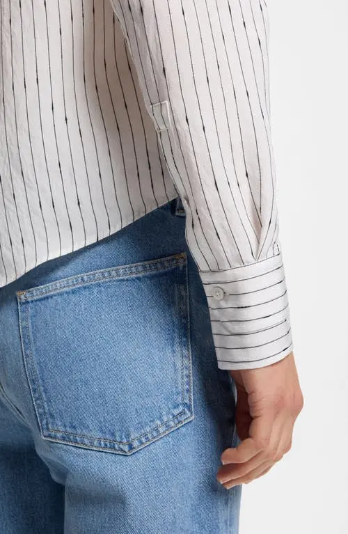 BOSS Bertyna Monday Stripe Crop Button-up Shirt