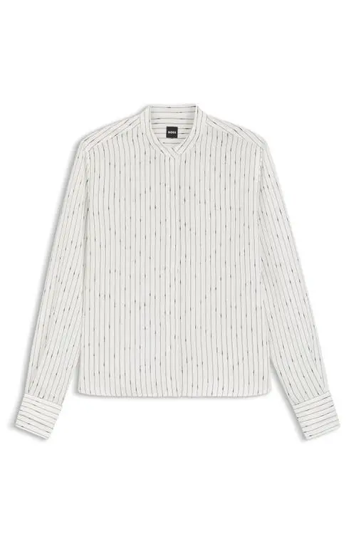 BOSS Bertyna Monday Stripe Crop Button-up Shirt
