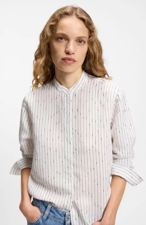 BOSS Bertyna Monday Stripe Crop Button-up Shirt
