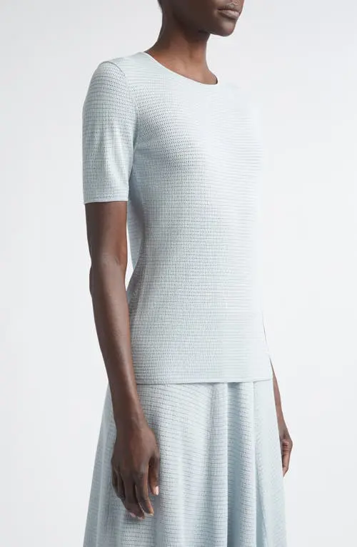 Lafayette 148 New York Textured Stitch Short Sleeve Sweater