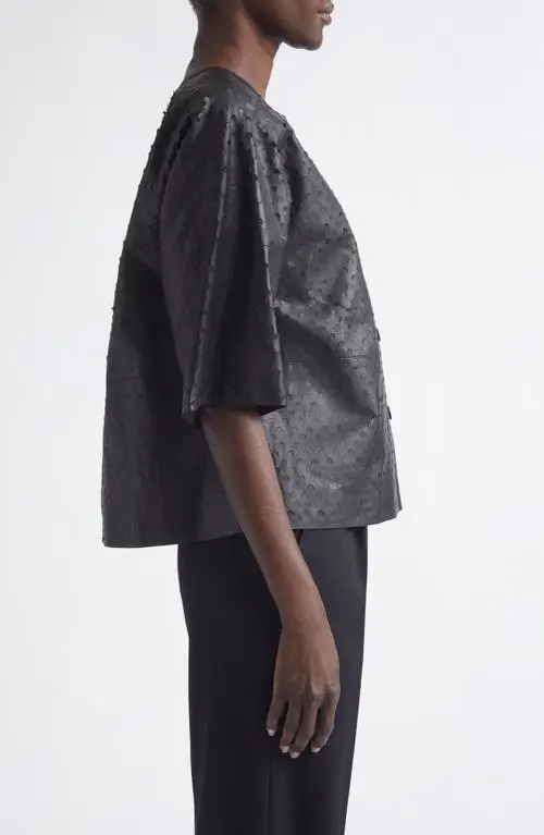 Lafayette 148 New York Laser Cut Leather Jacket