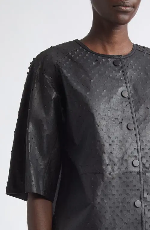 Lafayette 148 New York Laser Cut Leather Jacket