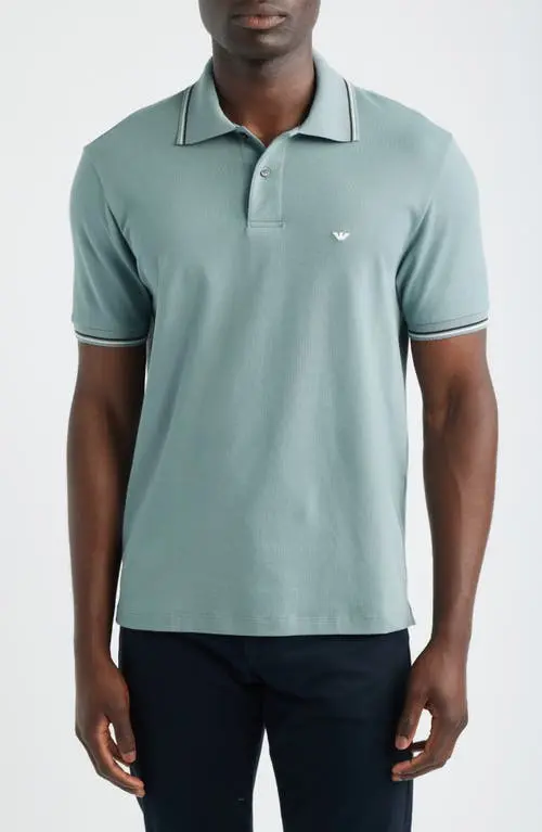 Emporio Armani Tipped Cotton Polo Shirt - Teal