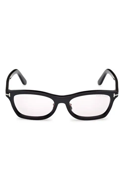 TOM FORD 53mm Rectangular Sunglasses - Shiny Black/violet
