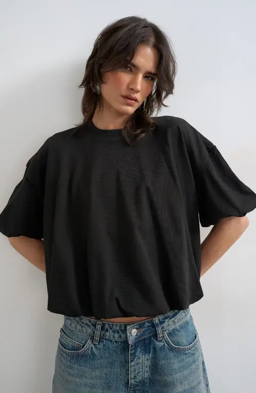 Topshop Bubble Hem Cotton T-shirt - Black