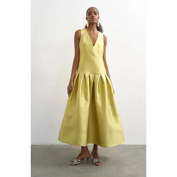 Topshop Drop Waist Sleeveless Dress - Green