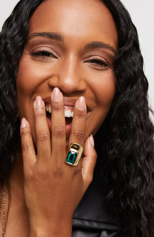 UNODE50 18k -plated Ring With Green Crystal