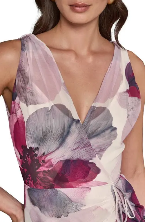 Donna Karan New York Floral Faux-wrap Midi Dress