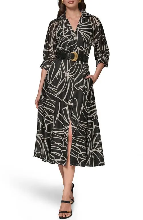 Donna Karan New York Belted Midi Shirtdress - Blk/lt Can
