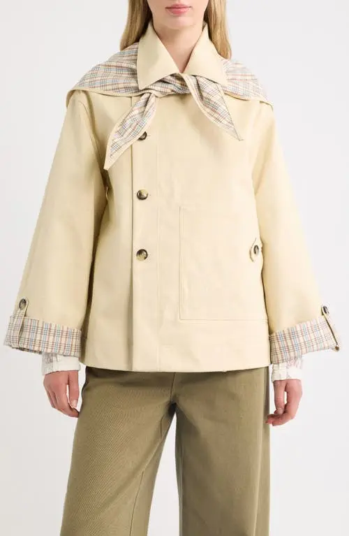 DAMSON MADDER Jerry Reversible Crop Trench Coat - Stone