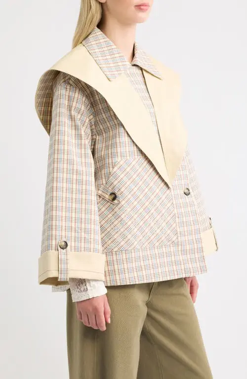 DAMSON MADDER Jerry Reversible Crop Trench Coat - Stone