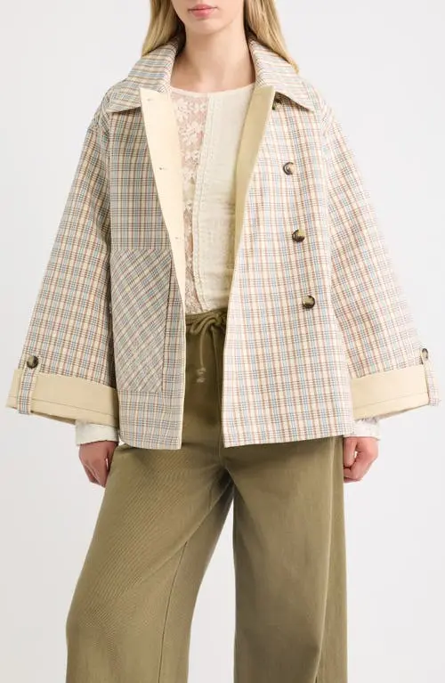 DAMSON MADDER Jerry Reversible Crop Trench Coat - Stone