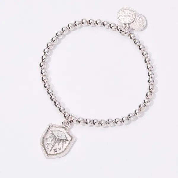 &LIVY Protective Eye Stretch Beaded Bracelet - Silver