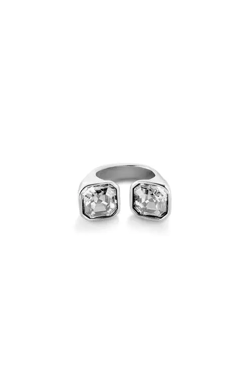 UNODE50 Sterling Plated Ring With White Crystal - Silver