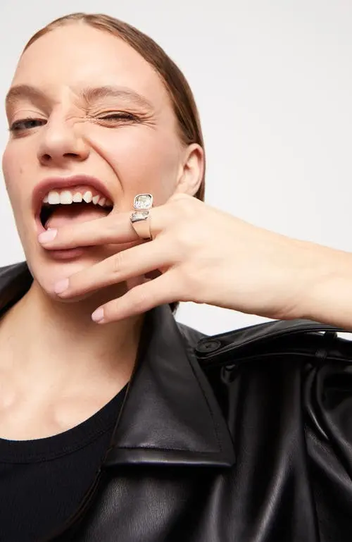 UNODE50 Sterling Plated Ring With White Crystal