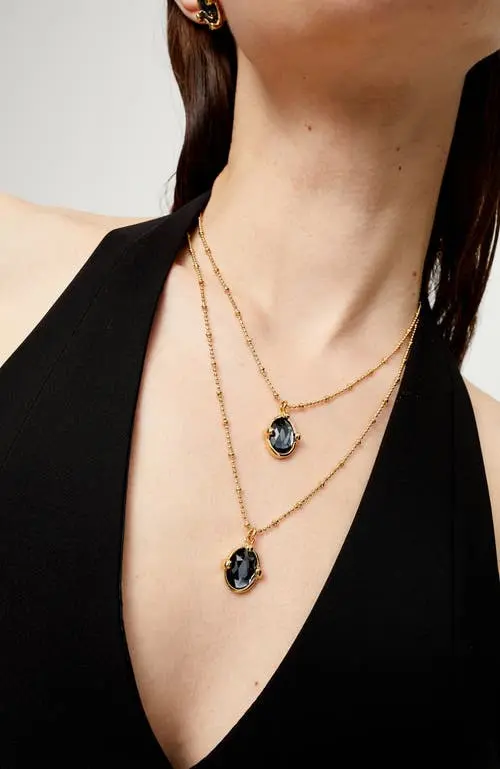 UNODE50 Double Layered Necklace With Faceted Crystals In 18k - Gold