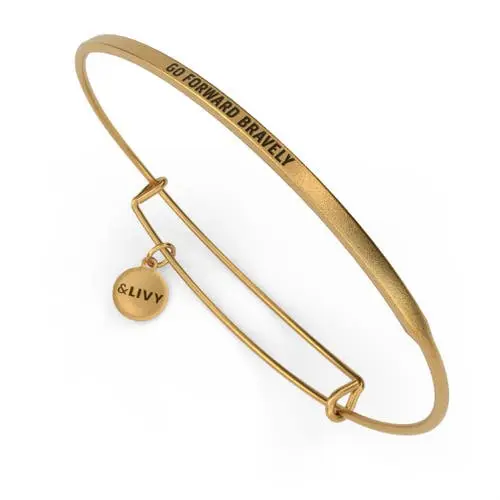 &LIVY Posy Bangle Bracelet Go Forward Bravely - Gold