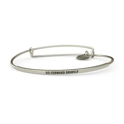 &LIVY Posy Bangle Bracelet Go Forward Bravely - Silver