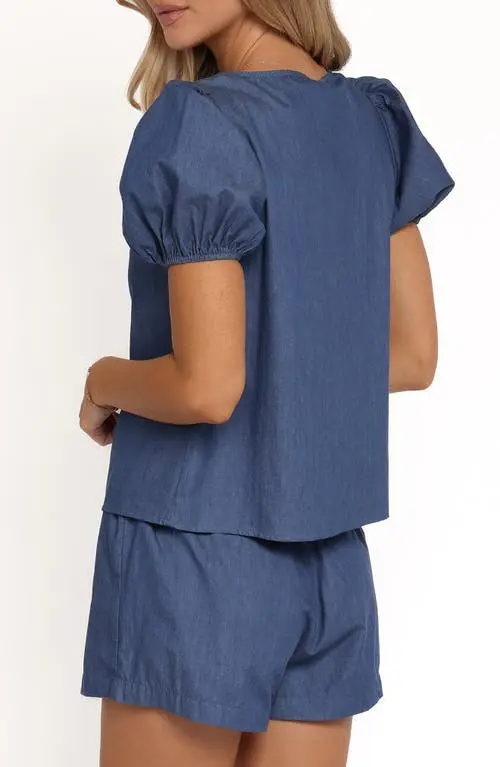 PETAL & PUP Dominic Tie Front Puff Sleeve Top