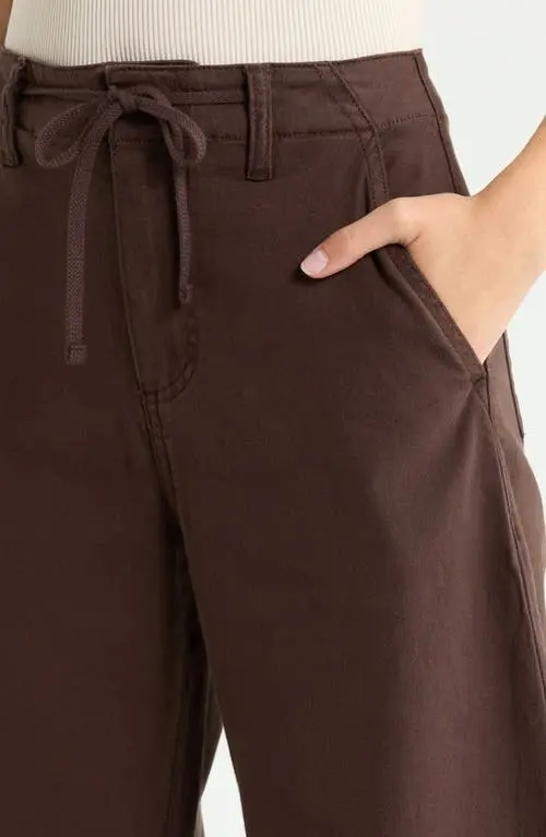 Paige Arellia Drawstring High Waist Ankle Barrel Pants - Rich Chocolate