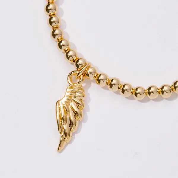 &LIVY Angel Wing Stretch Beaded Bracelet - Gold