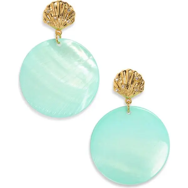 FRASIER STERLING Oahu Shell Drop Earrings With Cubic Zirconia - Aqua