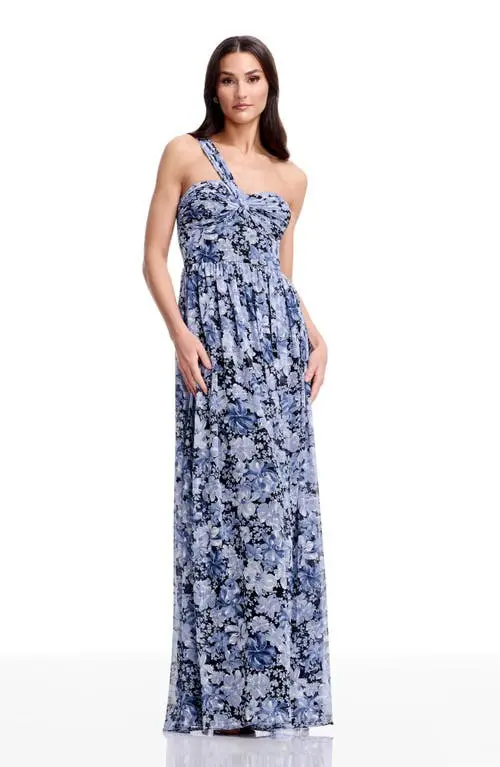 Dress The Population Metallic Floral One-shoulder Gown