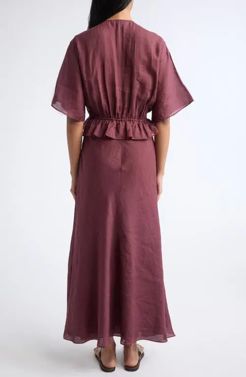 Veronica Beard Dominick Pintuck Lace Trim Maxi Dress - Raisin
