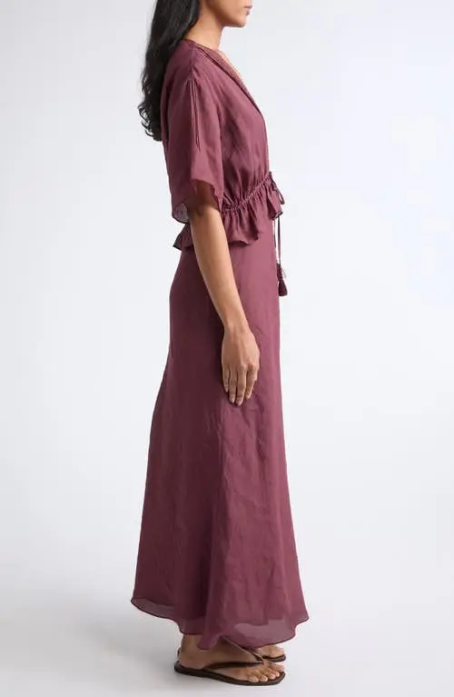 Veronica Beard Dominick Pintuck Lace Trim Maxi Dress - Raisin