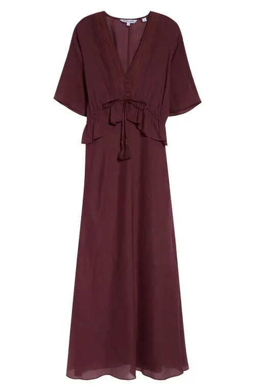 Veronica Beard Dominick Pintuck Lace Trim Maxi Dress - Raisin