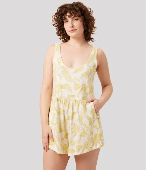 KNOWN SUPPLY Ivy Romper - Chartreuse Toille