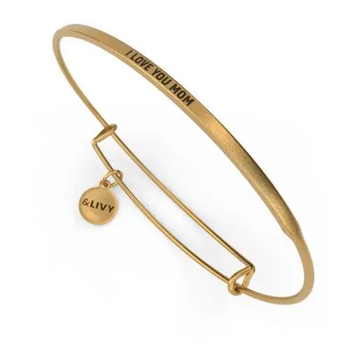 &LIVY Posy Bangle Bracelet I Love You Mom - Gold