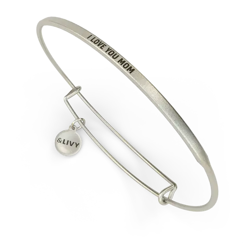 &LIVY Posy Bangle Bracelet I Love You Mom - Silver