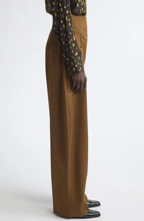 FERRAGAMO Pleated Wool & Cashmere Barrel Leg Pants