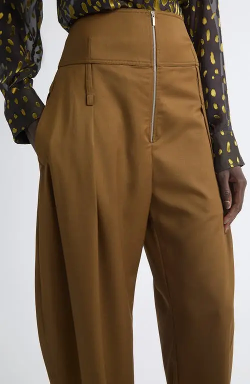 FERRAGAMO Pleated Wool & Cashmere Barrel Leg Pants