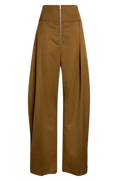 FERRAGAMO Pleated Wool & Cashmere Barrel Leg Pants