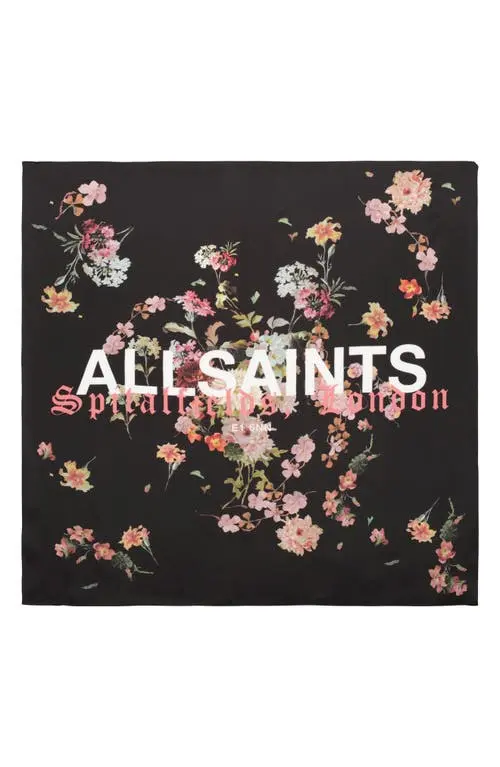 ALLSAINTS Valen Etta Square Silk Twill Scarf - Black