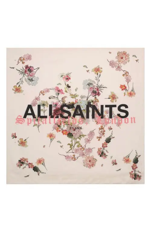 ALLSAINTS Valen Etta Square Silk Twill Scarf - Sheer Pink