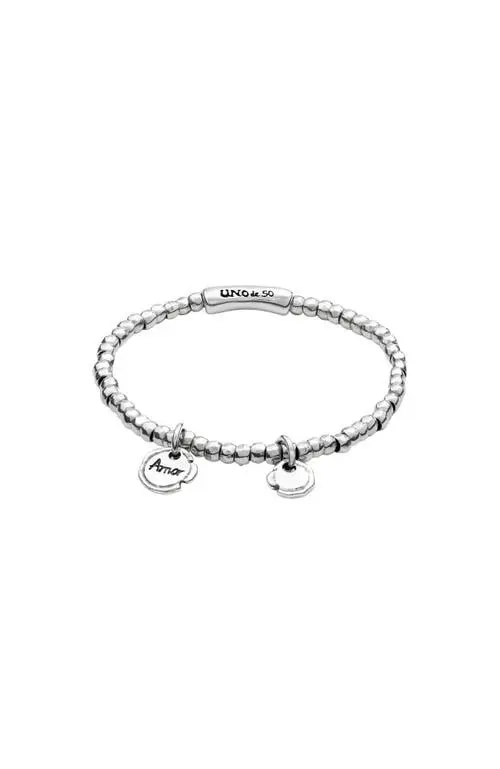 UNODE50 Sterling Plated "amor" Beaded Bracelet - Silver