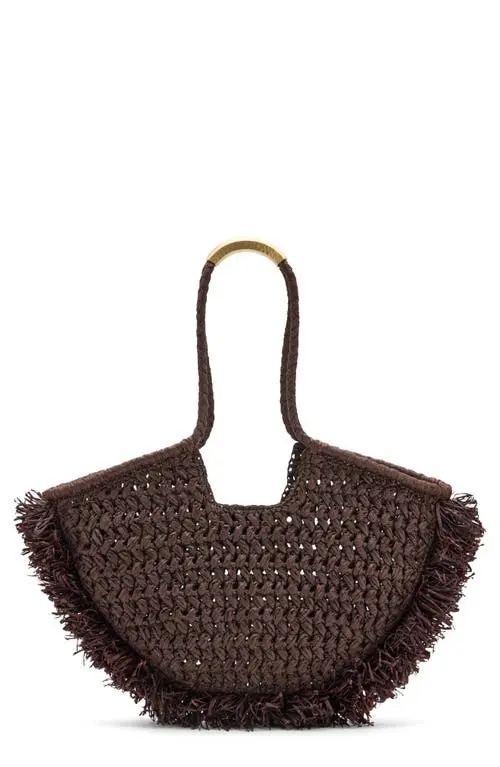 Mango Natural Fiber Shoulder Bag - Chocolate