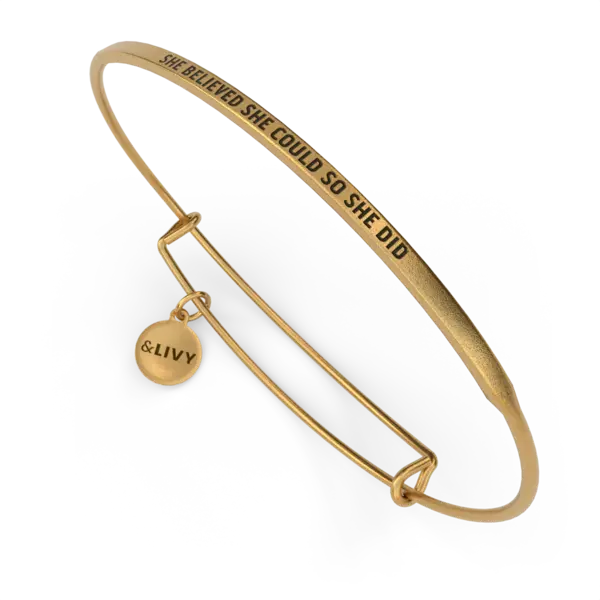 &LIVY Posy Bangle Bracelet She Believed She Could So She Did - Gold