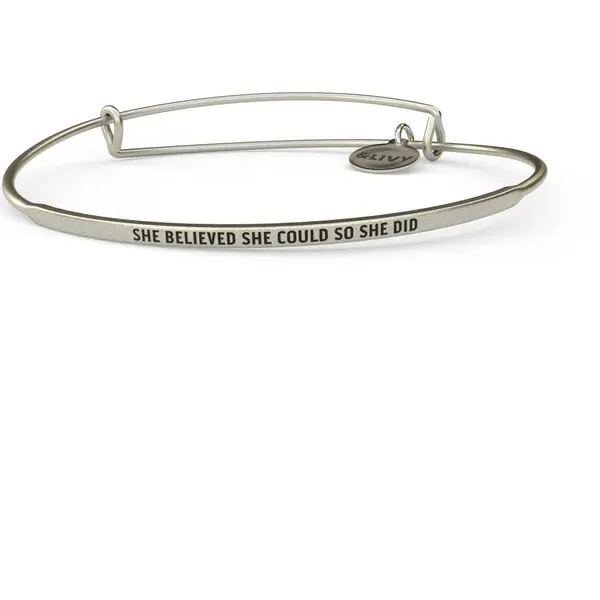 &LIVY Posy Bangle Bracelet She Believed She Could So She Did - Silver