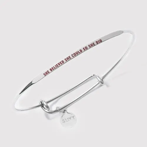 &LIVY Posy Bangle Bracelet She Believed She Could So She Did - Silver
