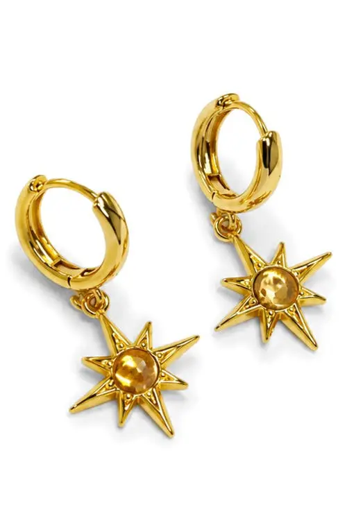 LA MENO Solar Charm Hoop Earrings - Gold