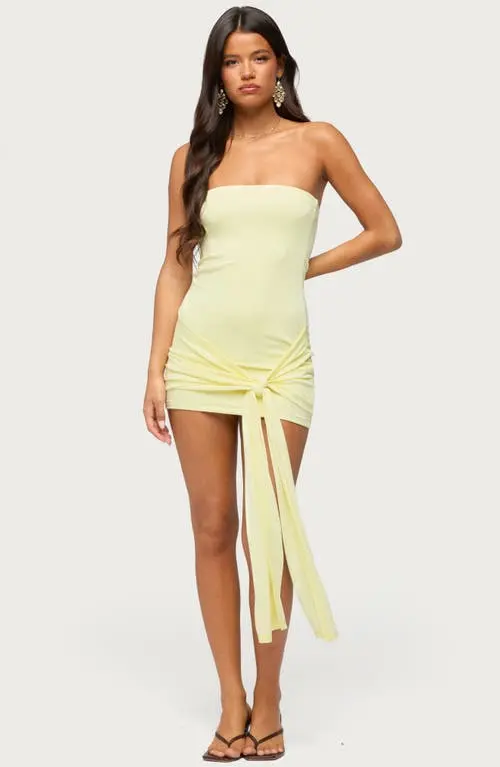 EDIKTED Sonie Tie Waist Strapless Minidress