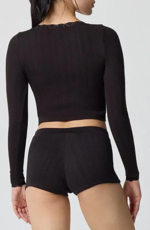 FLORENCE BY MILLS Rib Crop Cardigan - Black