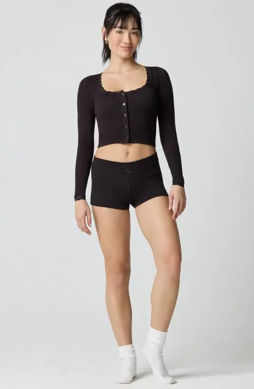 FLORENCE BY MILLS Rib Crop Cardigan - Black